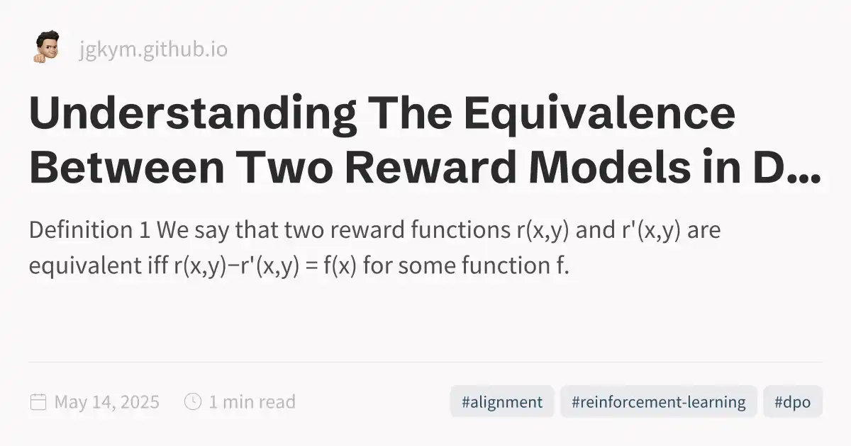 Understanding The Equivalence Between Two Reward Models in DPO